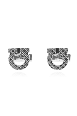 FERRAGAMO Brass Cufflinks In The Shape Of A Logo - Silver