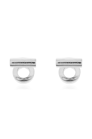 FERRAGAMO Brass Cufflinks In The Shape Of A Logo - Silver