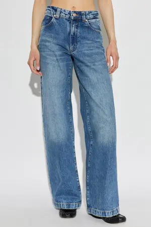 Emporio Armani Wide Leg Jeans With Distressed Finish