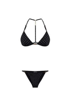 TOM FORD Two-piece Swimsuit With Polka Dot Print And Gold Embellishments - Black