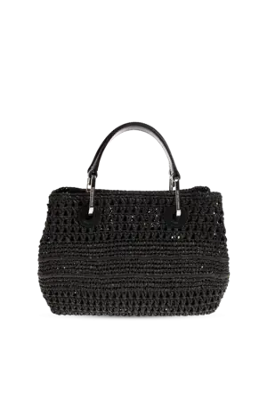 Emporio Armani Woven Top Handle Bag With Embossed Logo