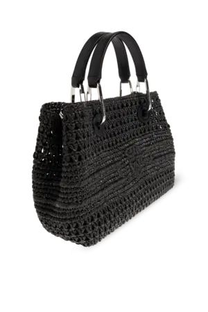 Emporio Armani Woven Top Handle Bag With Embossed Logo