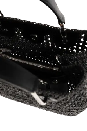 Emporio Armani Woven Top Handle Bag With Embossed Logo