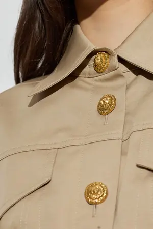 Balmain Short Cotton Dress With Button Detail And Drawstring Waist
