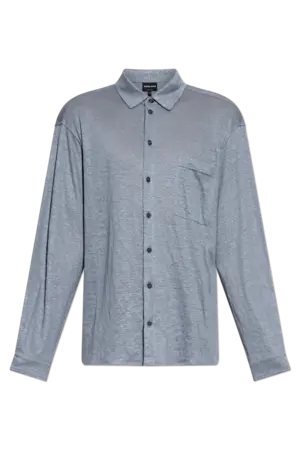 Giorgio Armani Linen Shirt With Pocket - Blue