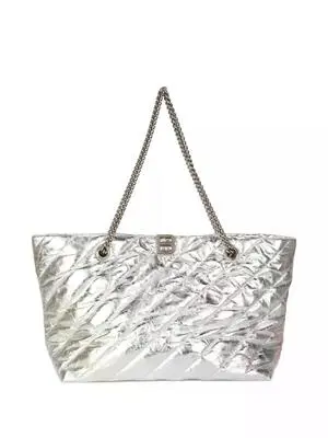 Balenciaga Medium Crush Quilted Tote Bag - Silver