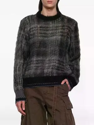 Sacai Plaid Mohair-blend Sweater