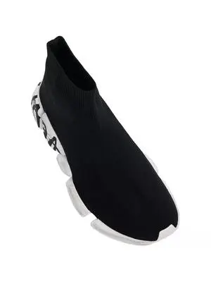Balenciaga Speed 2.0 Graffiti Knit Sneakers - Black