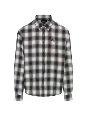 We11Done Checkered-pattern Graphic-print Shirt