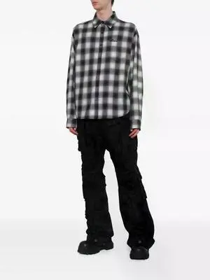 We11Done Checkered-pattern Graphic-print Shirt