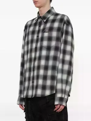We11Done Checkered-pattern Graphic-print Shirt