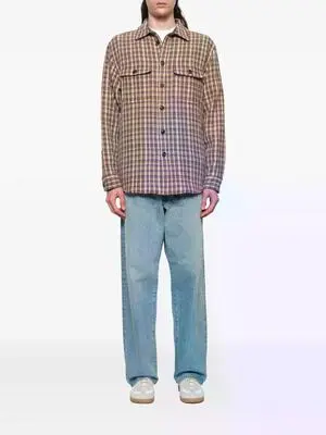 VOWELS Double-pocket Minicheck Shirt Jacket - Brown