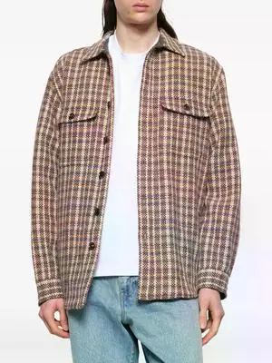 VOWELS Double-pocket Minicheck Shirt Jacket - Brown