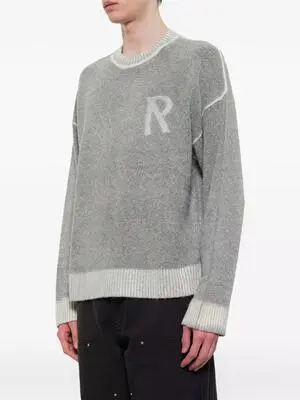 REPRESENT Logo Jacquard Knit Crew Neck Sweater