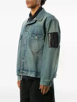 Sacai Panelled Denim Jacket - Blue