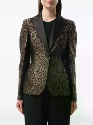 LANVIN Leopard Print Peak Lapel Blazer