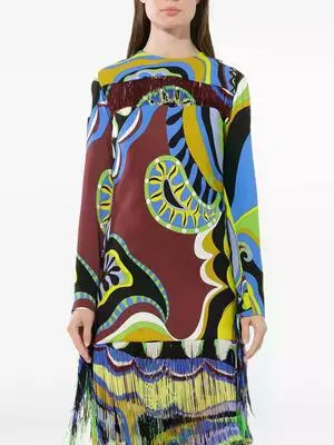 Emilio Pucci Abstract Print Tasseled Dress - Brown