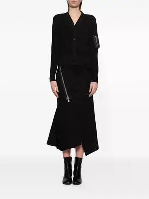Sacai Panelled V-neck Cardigan - Black