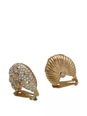 KENNETH JAY LANE Tone Crystal Embellished Shell Clip-on Earrings