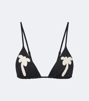 Johanna Ortiz Embroidered Bikini Top - Black