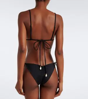 Johanna Ortiz Embroidered Bikini Top - Black