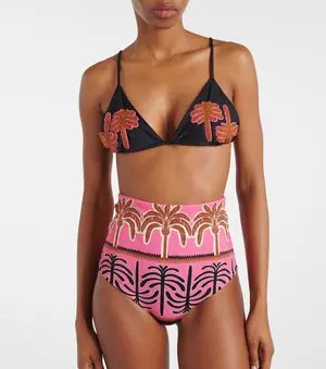 Johanna Ortiz Embroidered Triangle Bikini Top - Multicoloured