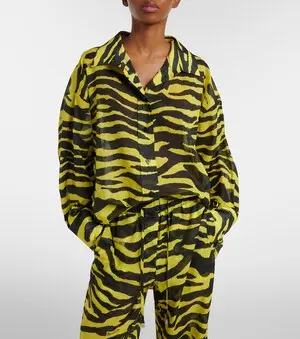 Attico Cotton Muslin Animal Print Shirt