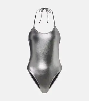 Attico Halterneck Swimsuit - Silver