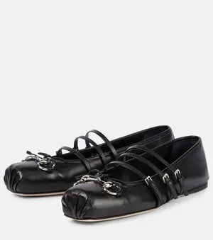 Gucci Horsebit Leather Ballet Flats - Black