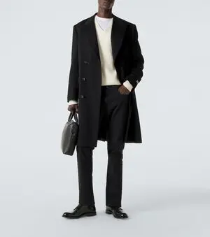 Canali Double-breasted Wool And Cashmere Coat - Black