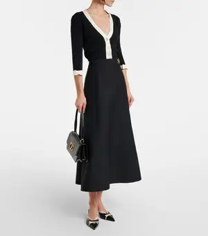 Valentino Garavani Vgold Crepe Couture Midi Skirt - Black