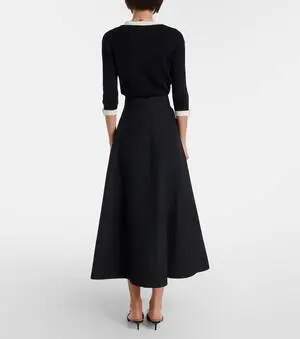 Valentino Garavani Vgold Crepe Couture Midi Skirt - Black