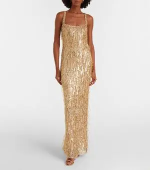 Jenny Packham Fleur Sequin Gown - Gold