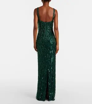 Jenny Packham Fleur Sequin Gown - Green