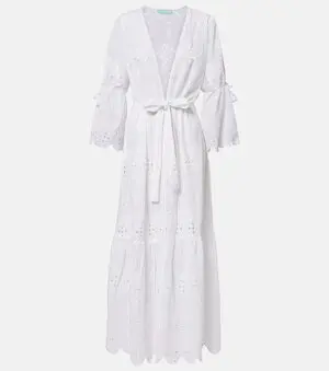 Melissa Odabash Talitha Broderie Anglaise Belted Cotton Kaftan - White