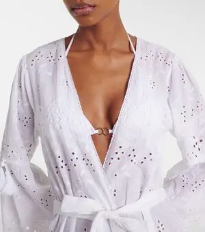 Melissa Odabash Talitha Broderie Anglaise Belted Cotton Kaftan