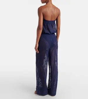 Melissa Odabash Viv Hs Cotton-blend Lace Romper - Blue