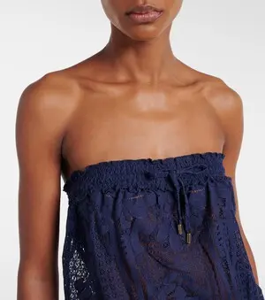 Melissa Odabash Viv Hs Cotton-blend Lace Romper - Blue