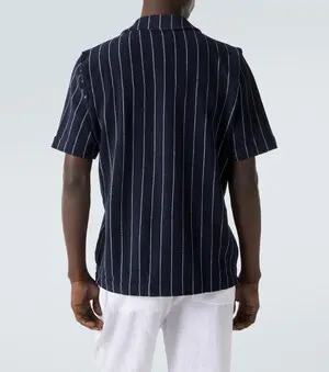 Orlebar Brown Hawkin Striped Cotton Terry Shirt - Blue
