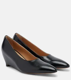 MAISON MARGIELA Leather Wedge Pumps - Black