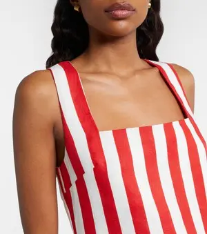 Posse Alice Striped Linen Mini Dress - Red