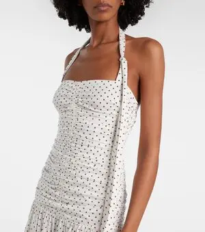 Posse Edie Polka-dot Halterneck Midi Dress - White