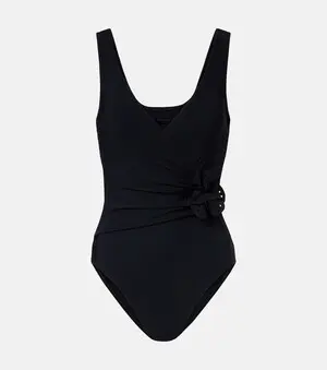 KARLA COLLETTO Rosetta Floral-appliqué Swimsuit - Black