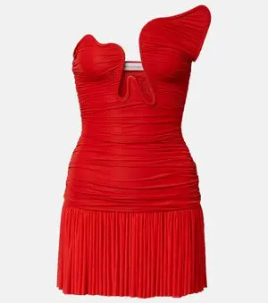 Christopher Esber Salacia Ruched Minidress In Terra