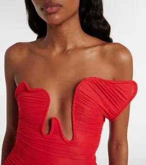 Christopher Esber Salacia Ruched Minidress In Terra