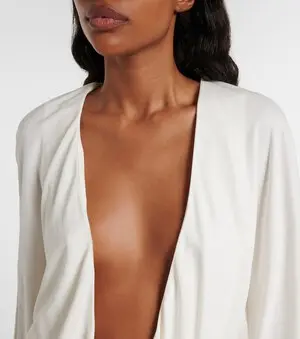 Christopher Esber Stone Pin Draped Jersey Minidress - White