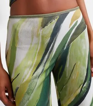 Christopher Esber Printed Ribbed-knit Jersey Wide-leg Pants