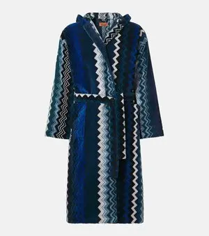 Missoni Giacomo Zigzag Cotton Bathrobe - Blue