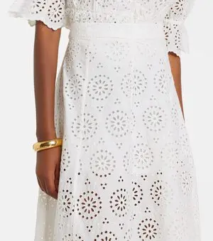 FRAME The Deco Broderie Anglaise Cotton Midi Skirt - White