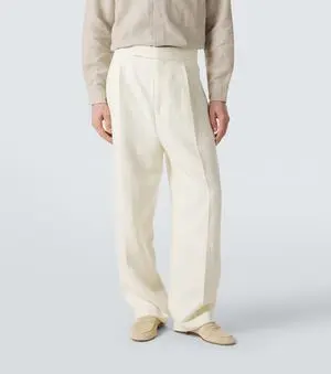 Zegna Wool And Linen Wide-leg Trousers